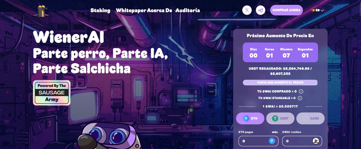 WienerAI alcanza los 5.5 millones de dólares en su preventa