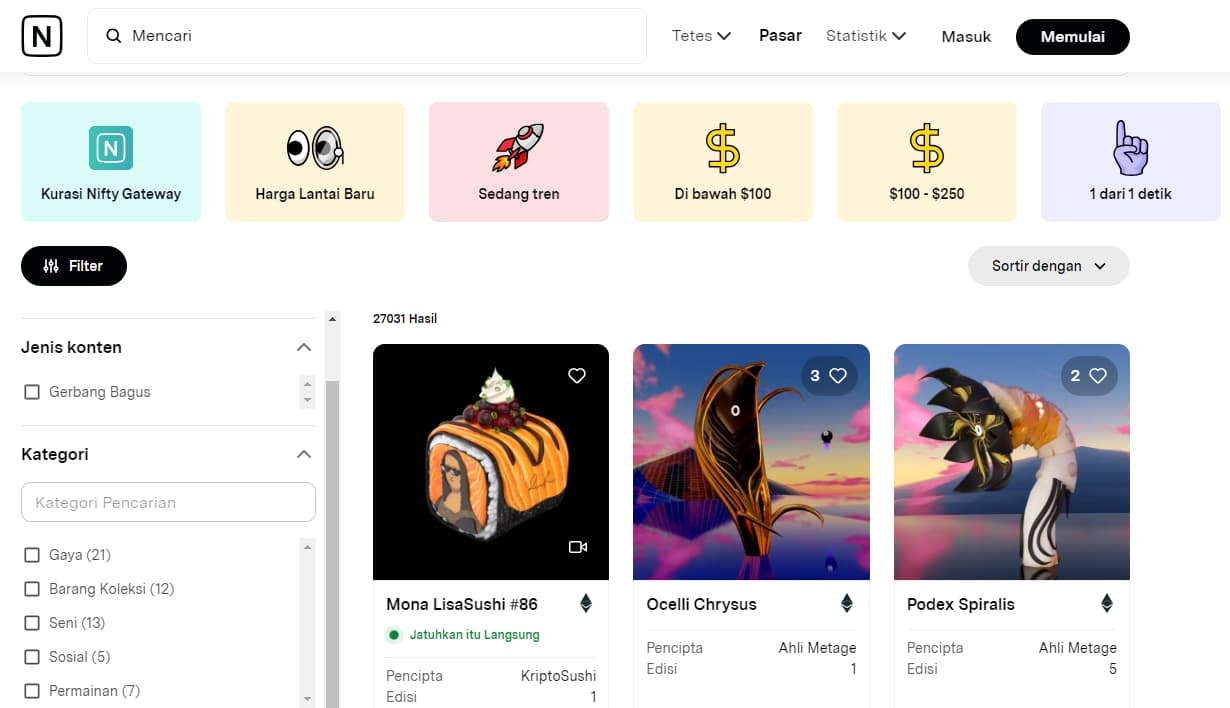 10 Pasar NFT Teratas pada Tahun 2025