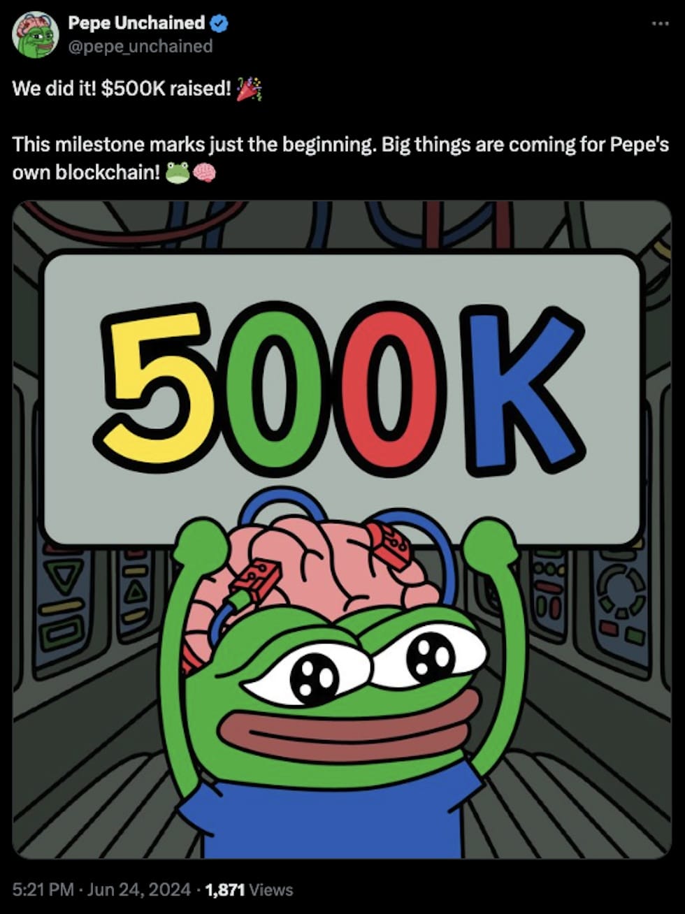 Meme Coin Balinaları, Satış Öncesi 500.000 $'ı Geçen Pepe Unchained'e ...