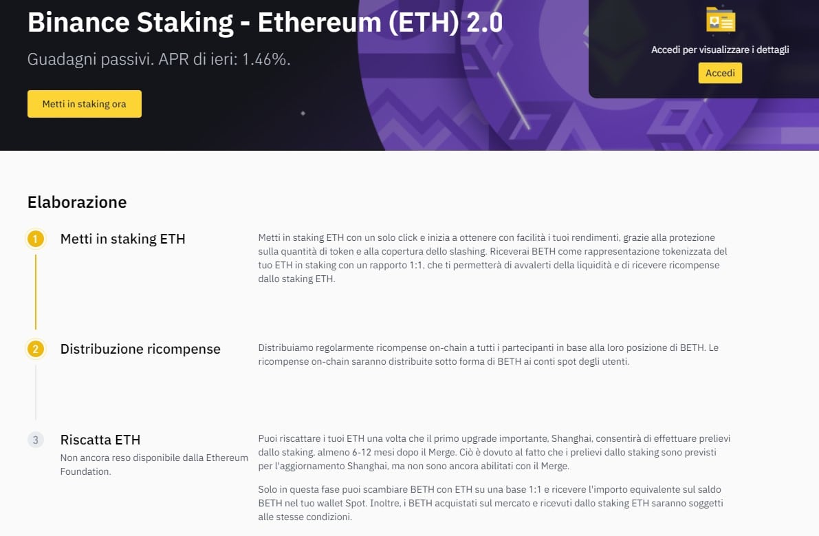 Come e quando riscattare i bETH in staking su Binance?